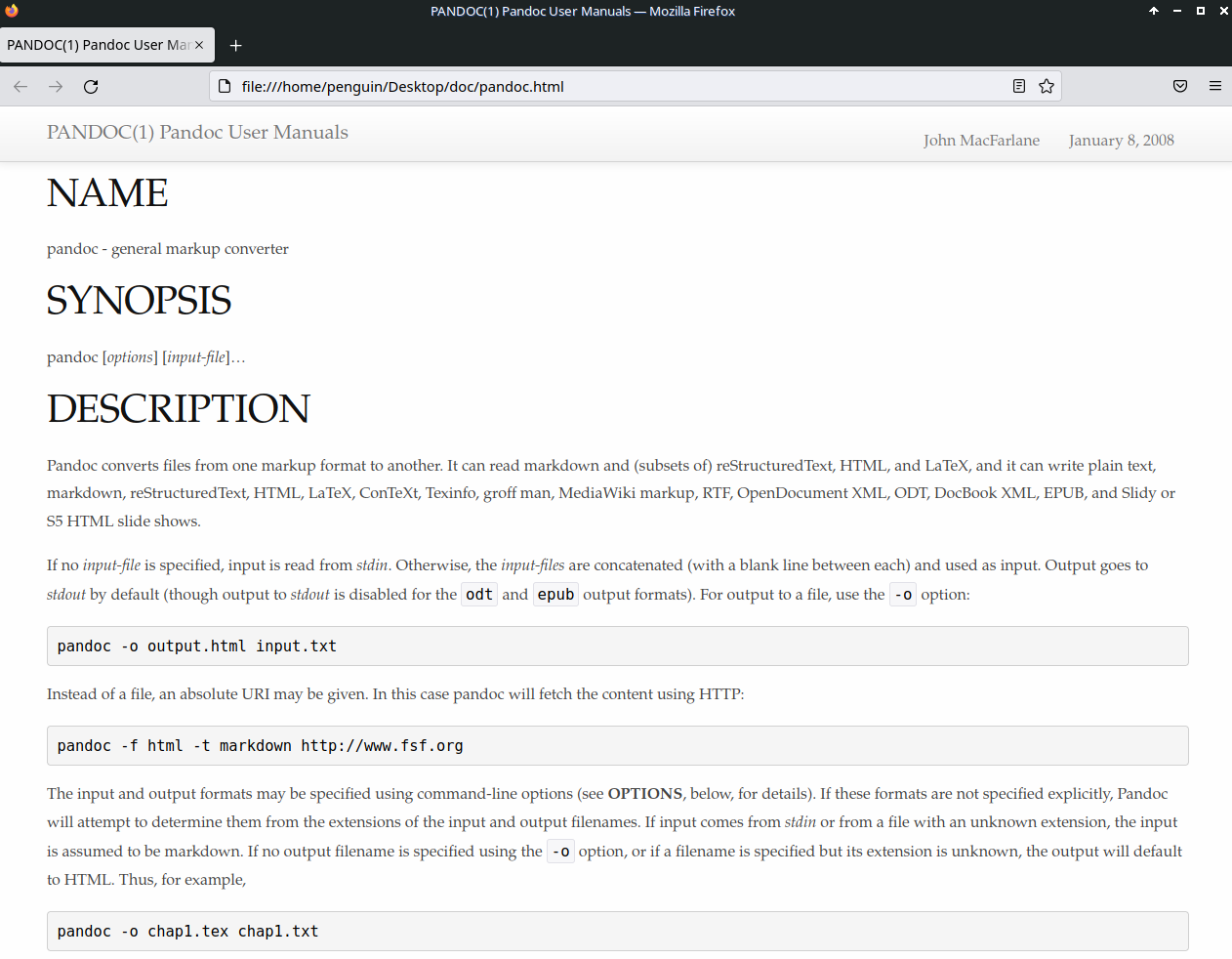 Pandocを用いたMarkdownからHTMLに変換手順 | ぺんぎんや