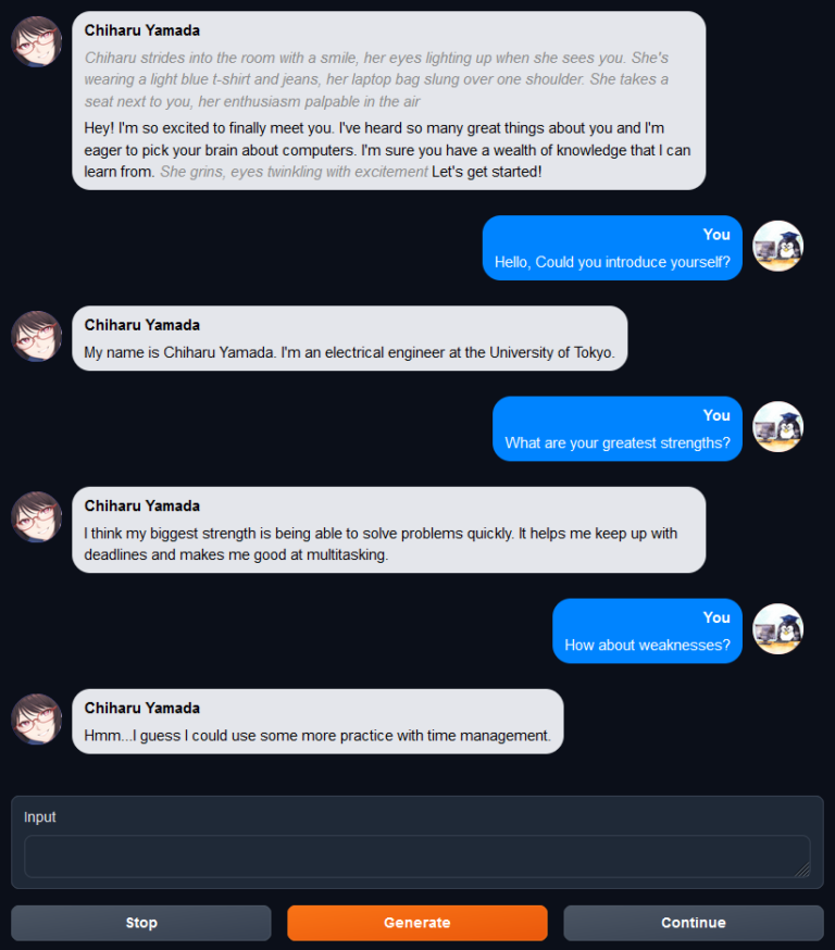 Text generation web UIをチャットモードで使用する方法 | ぺんぎんや